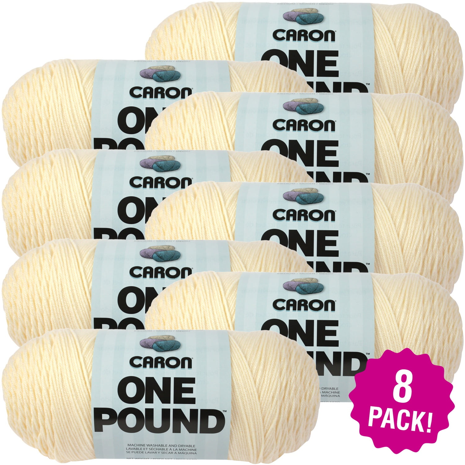 Caron One Pound Yarn - Cream, Multipack of 8 - Walmart.com