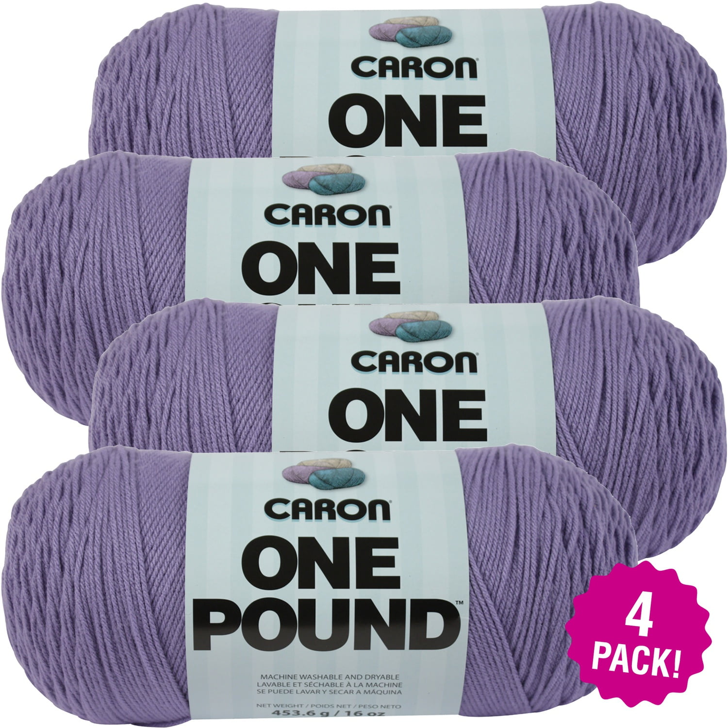 Caron One Pound Yarn - Lavender Blue, Multipack of 4 - Walmart.com
