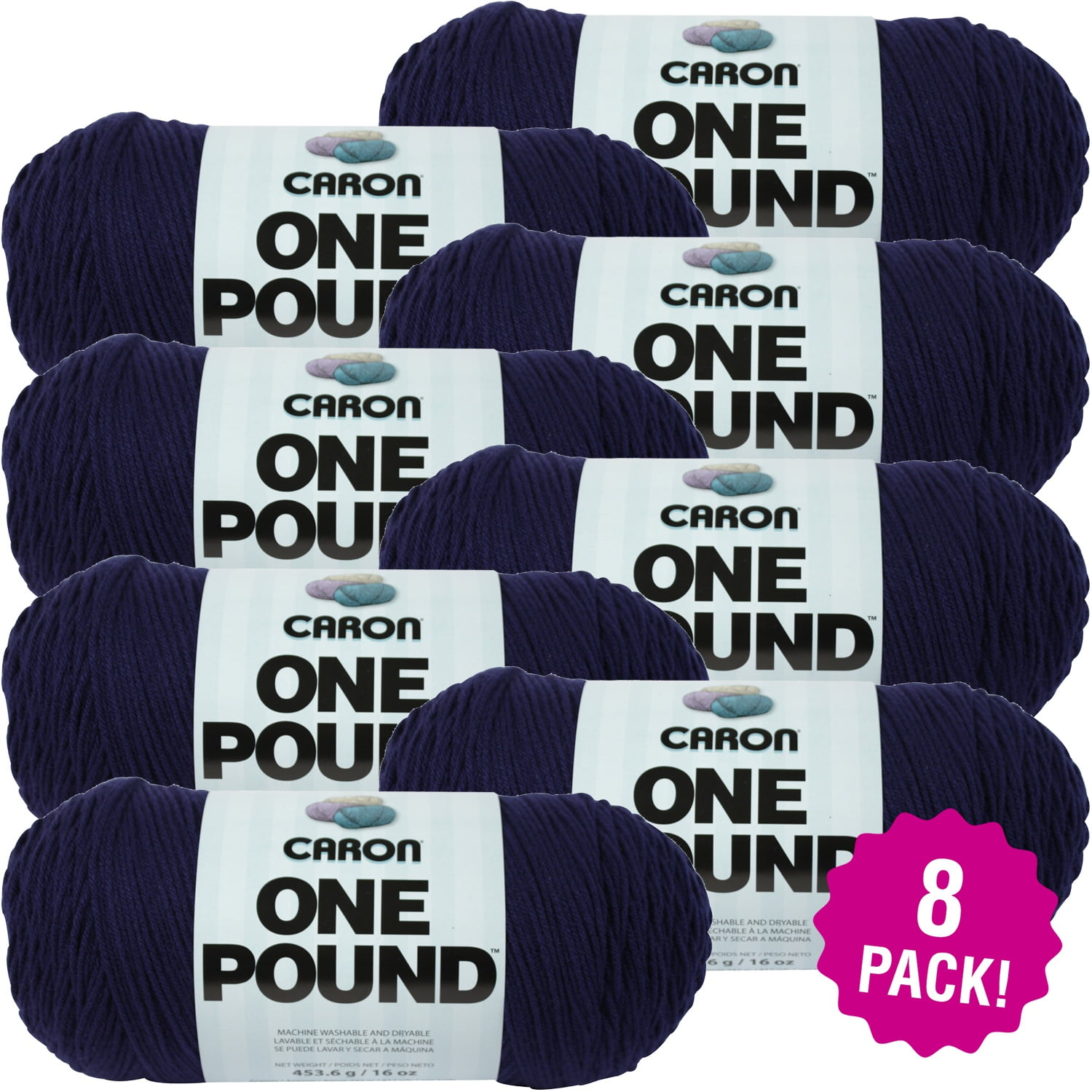 Caron One Pound Medium Weight Acrylic Yarn - Midnight Blue, Multipack ...