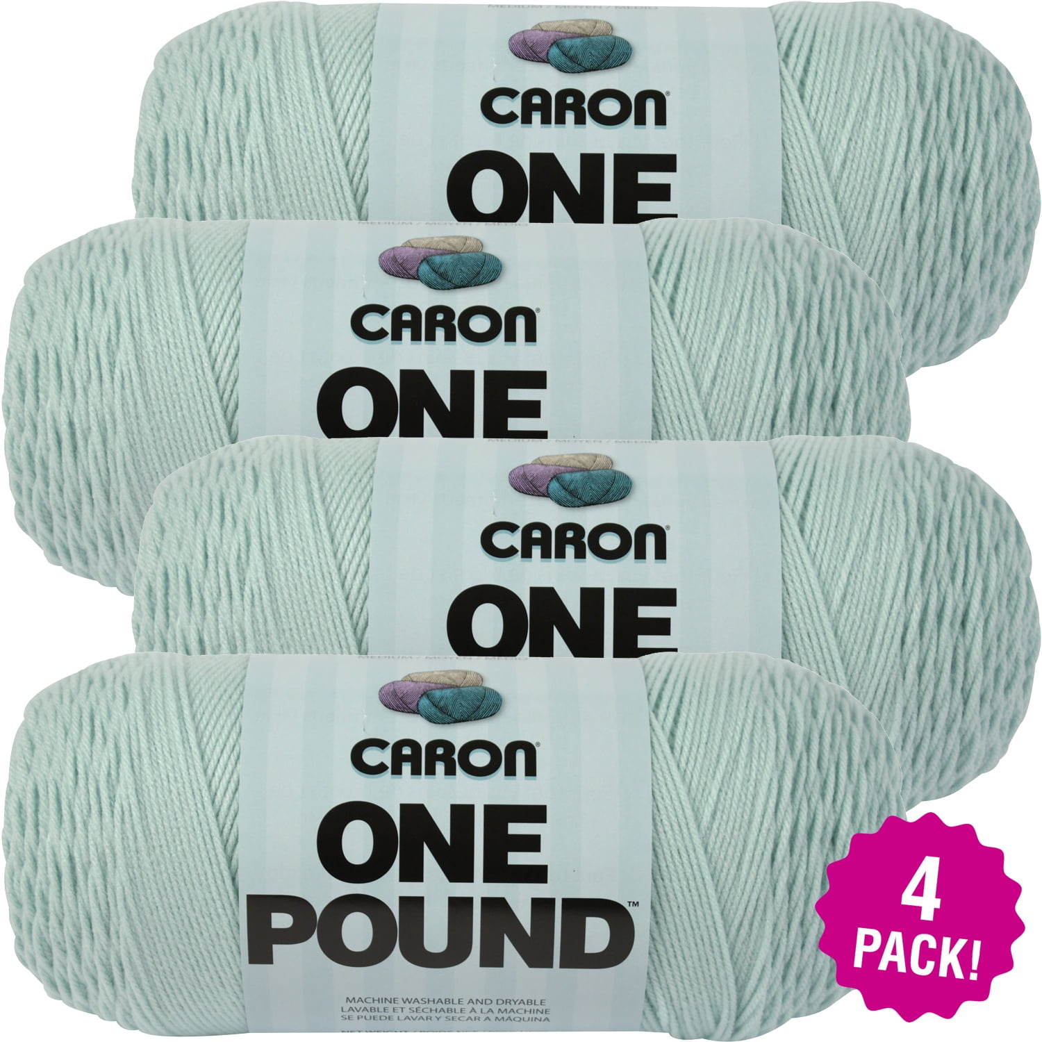 Caron One Pound Yarn - Pale Green, Multipack of 4 - Walmart.com