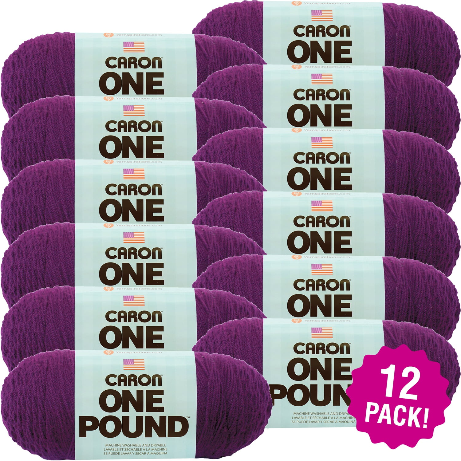 Caron One Pound Yarn - Purple, Multipack of 12 - Walmart.com