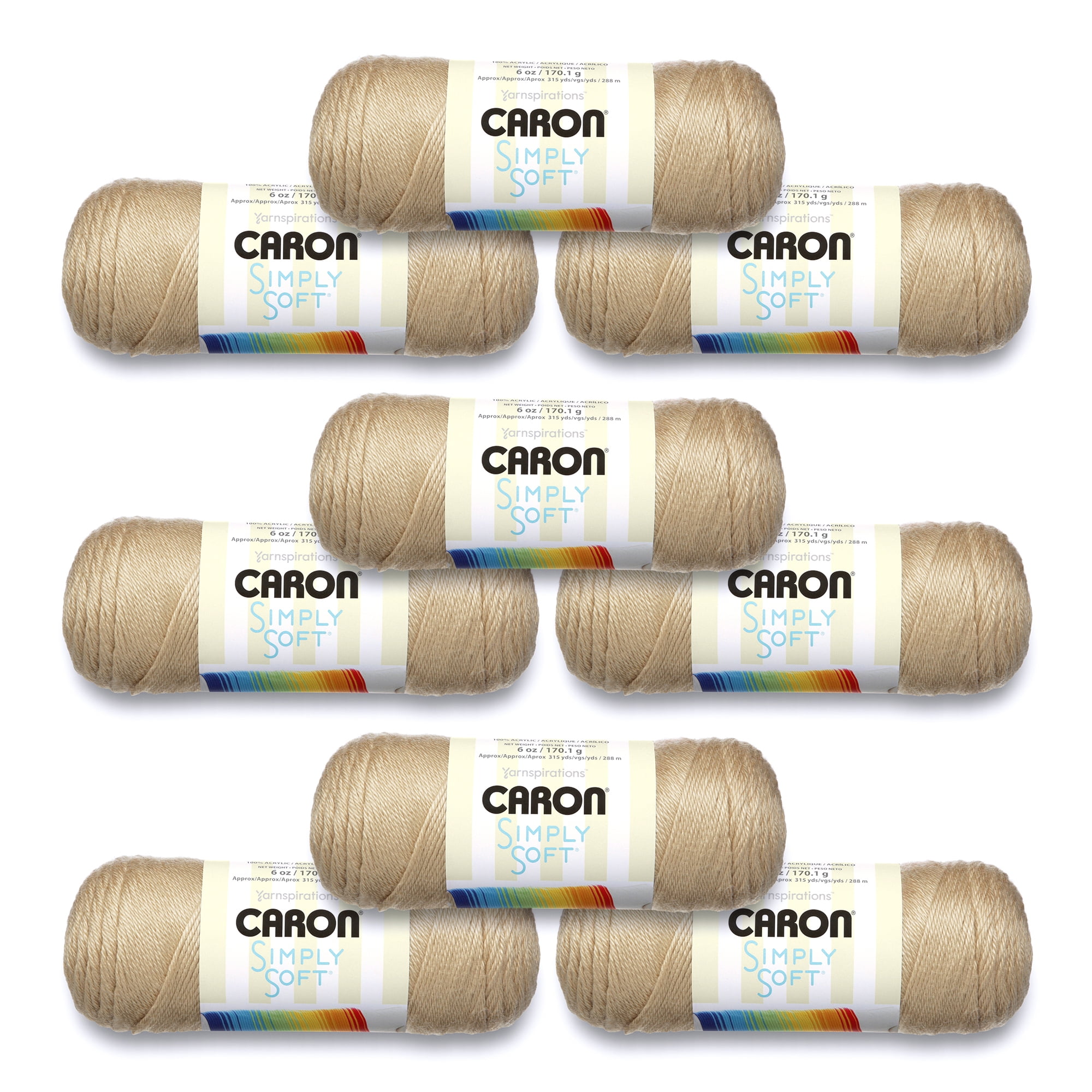 Caron® Simply Soft® #4 Medium Acrylic Yarn, Bone 6oz/170g, 315 Yards (9 Pack) - Walmart.com