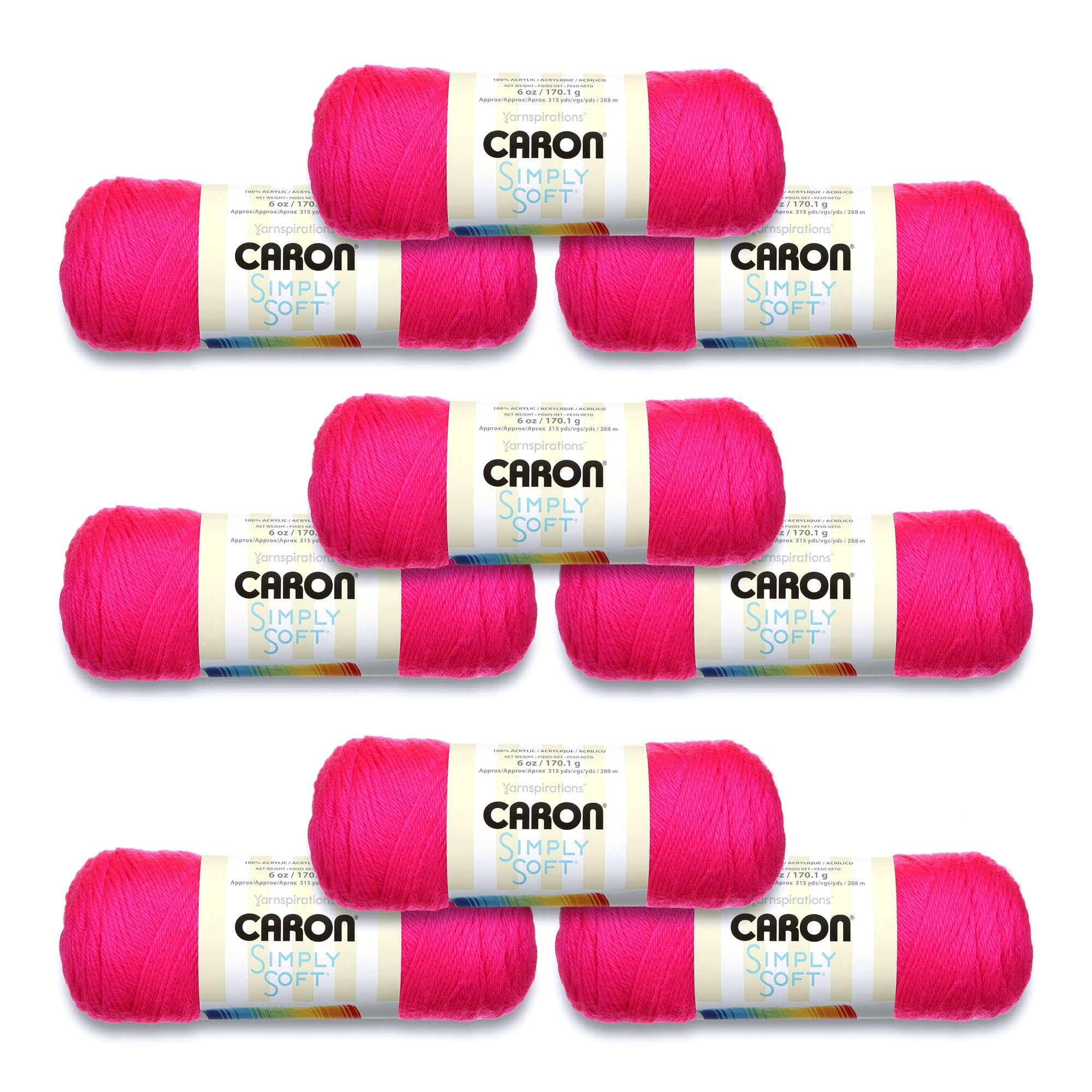 Caron® Simply Soft® #4 Medium Acrylic Yarn, Neon Pink 6oz/170g, 315 ...
