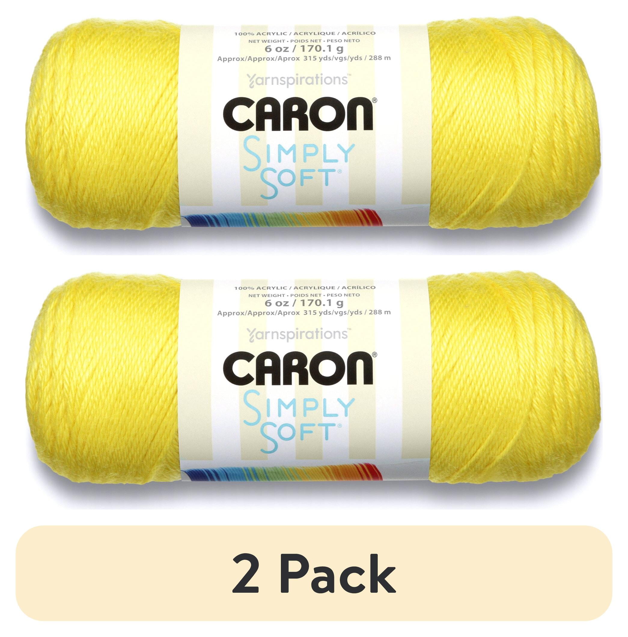 (2 pack) Caron Simply Soft Brights Yarn, 6 ounce, Super Duper Yellow ...