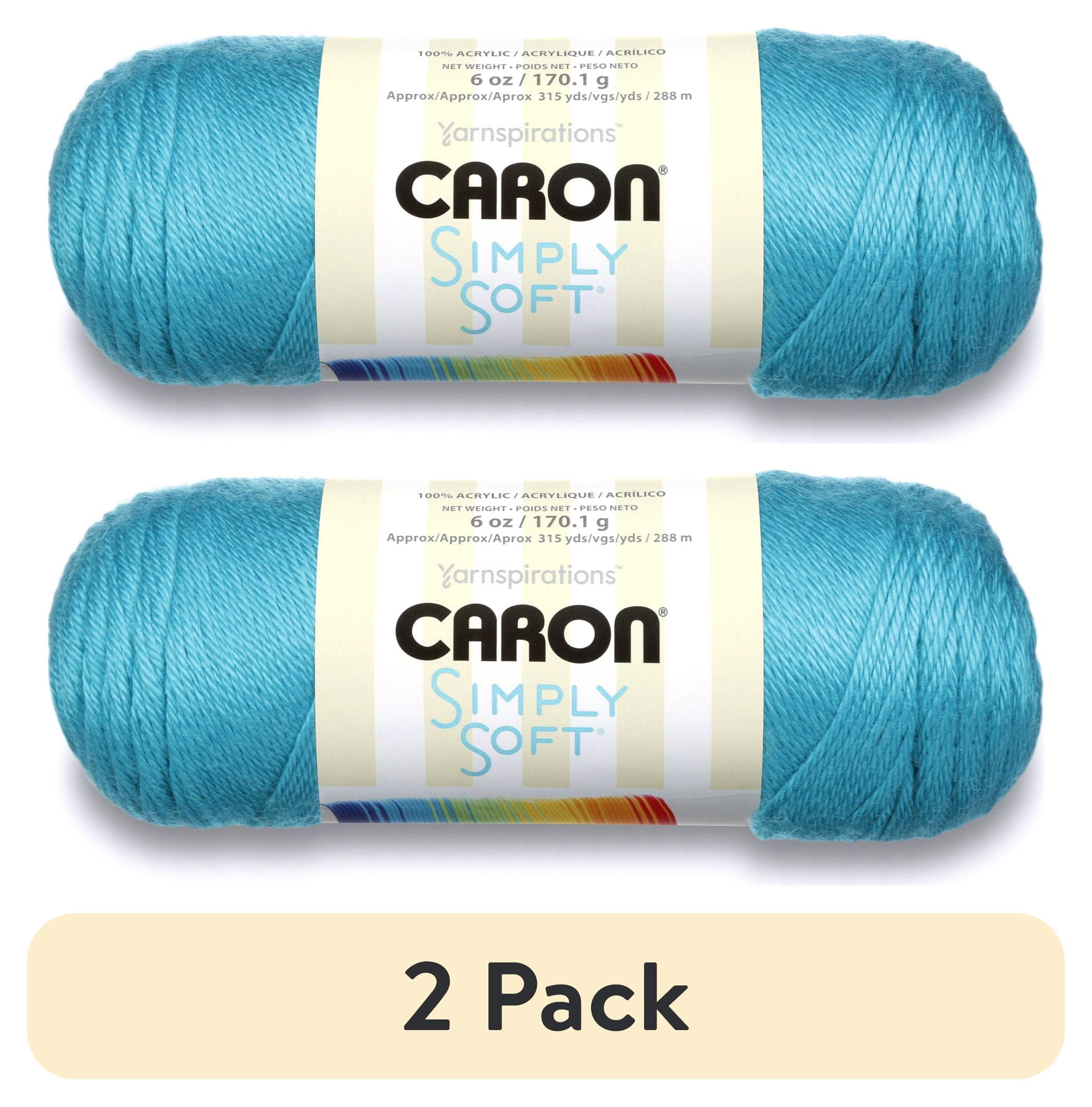 (2 pack) Caron Simply Soft Brites 4 Medium Acrylic Yarn, Blue Mint 6oz ...