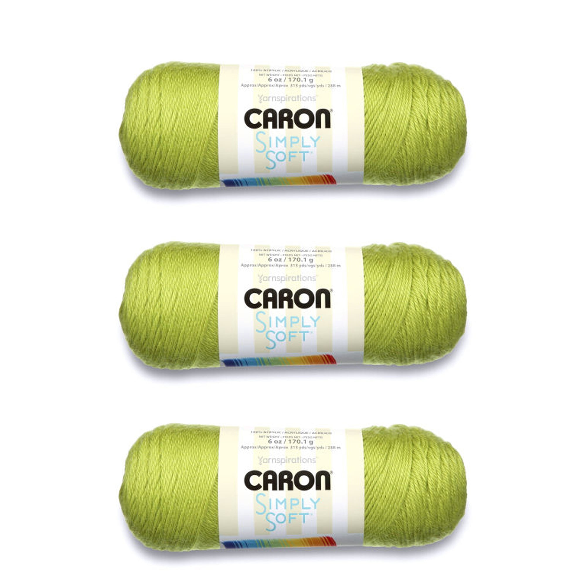 Caron Simply Soft Chartreuse Yarn - 3 Pack of 170g/6oz - Acrylic - 4 ...