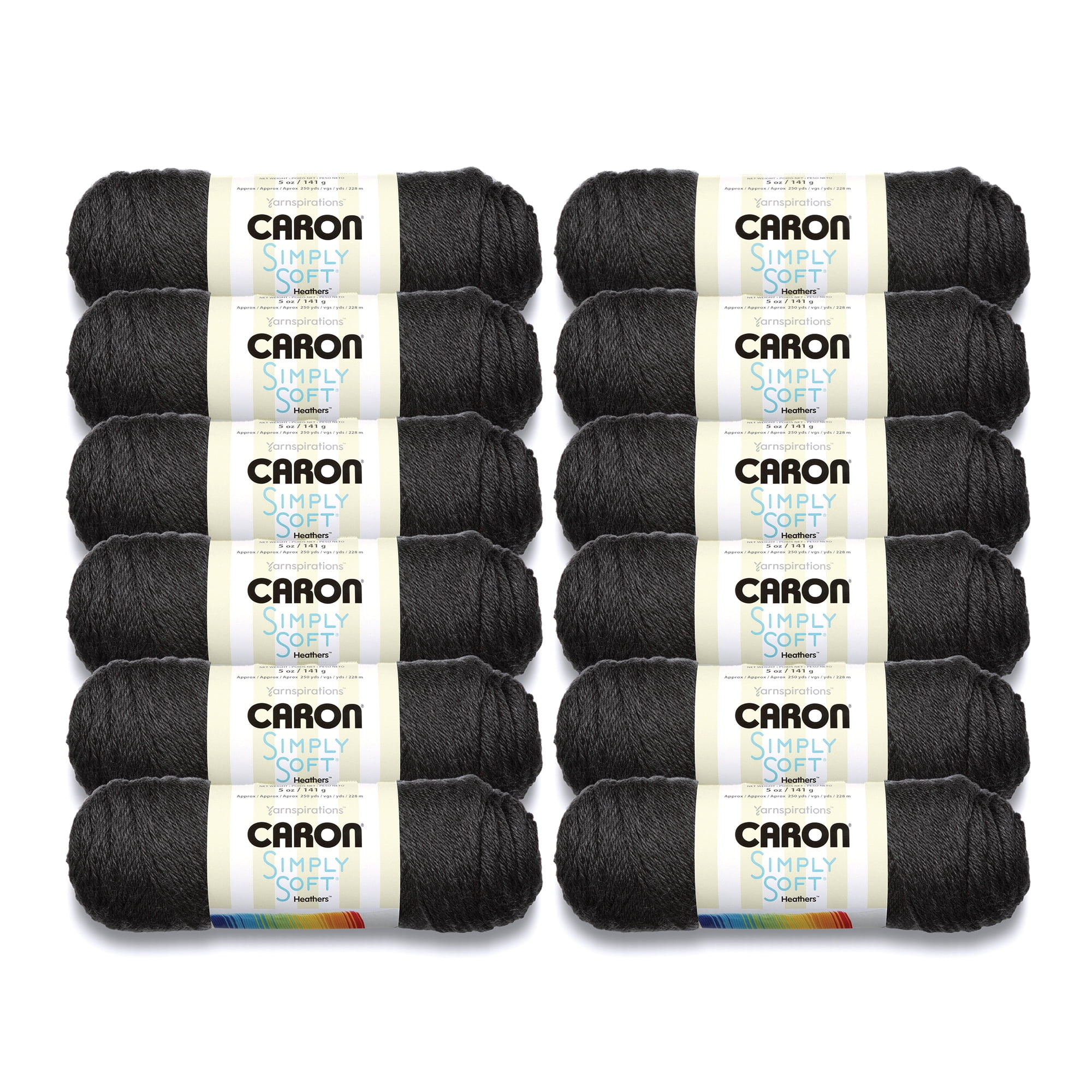 Caron® Simply Soft® Heathers™ #4 Medium Acrylic Yarn, Charcoal Heather ...