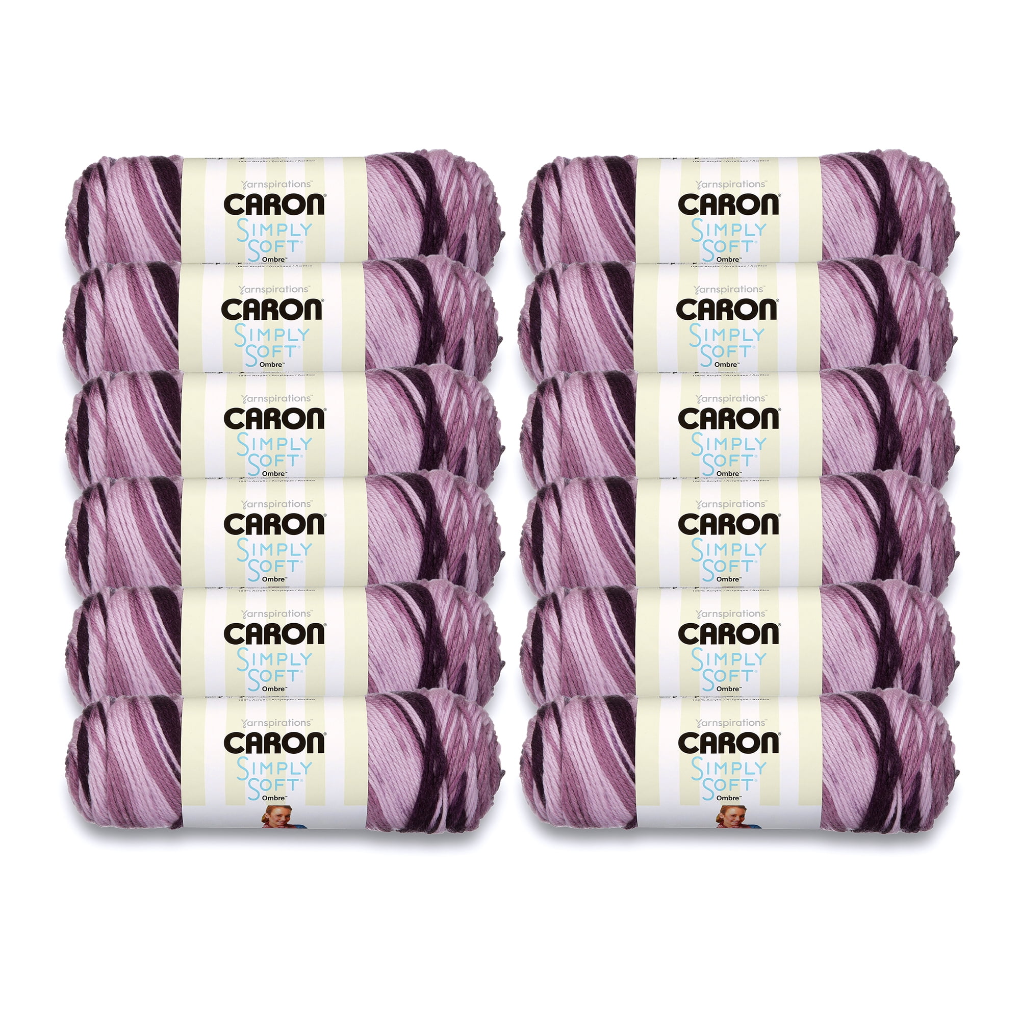 Caron® Simply Soft® Ombre™ #4 Medium Acrylic Yarn, Grape Purple Ombre ...