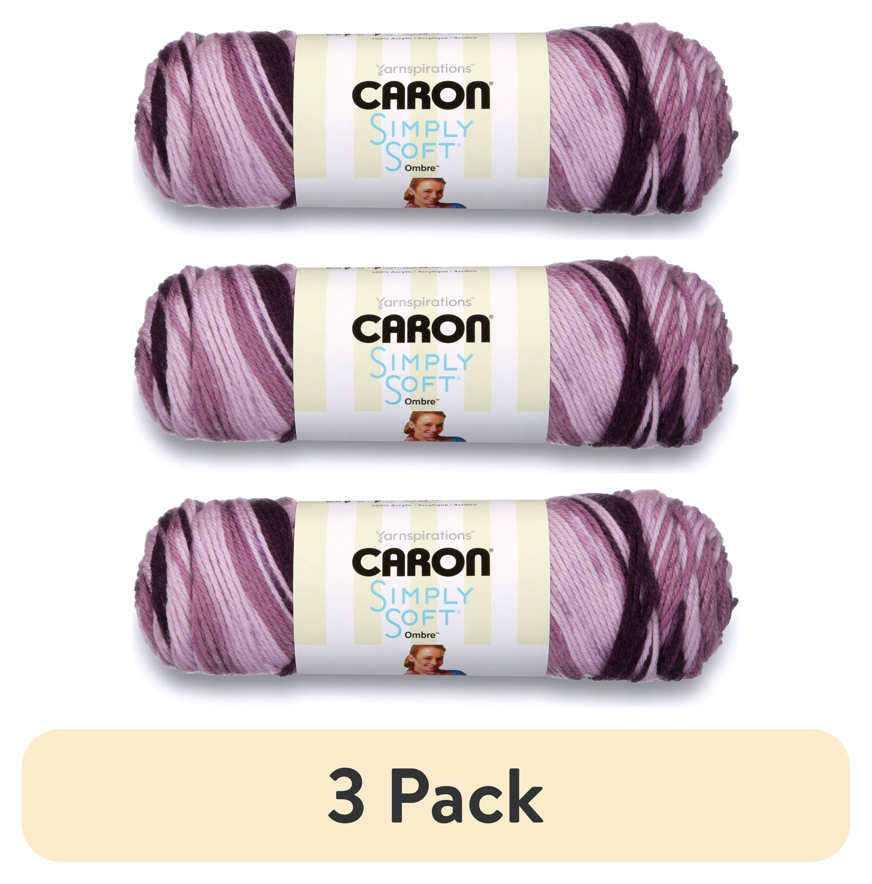 (3 pack) Caron Simply Soft Ombre 4 Medium Acrylic Yarn, Grape Purple Ombre 5oz/141g, 235 Yards ...