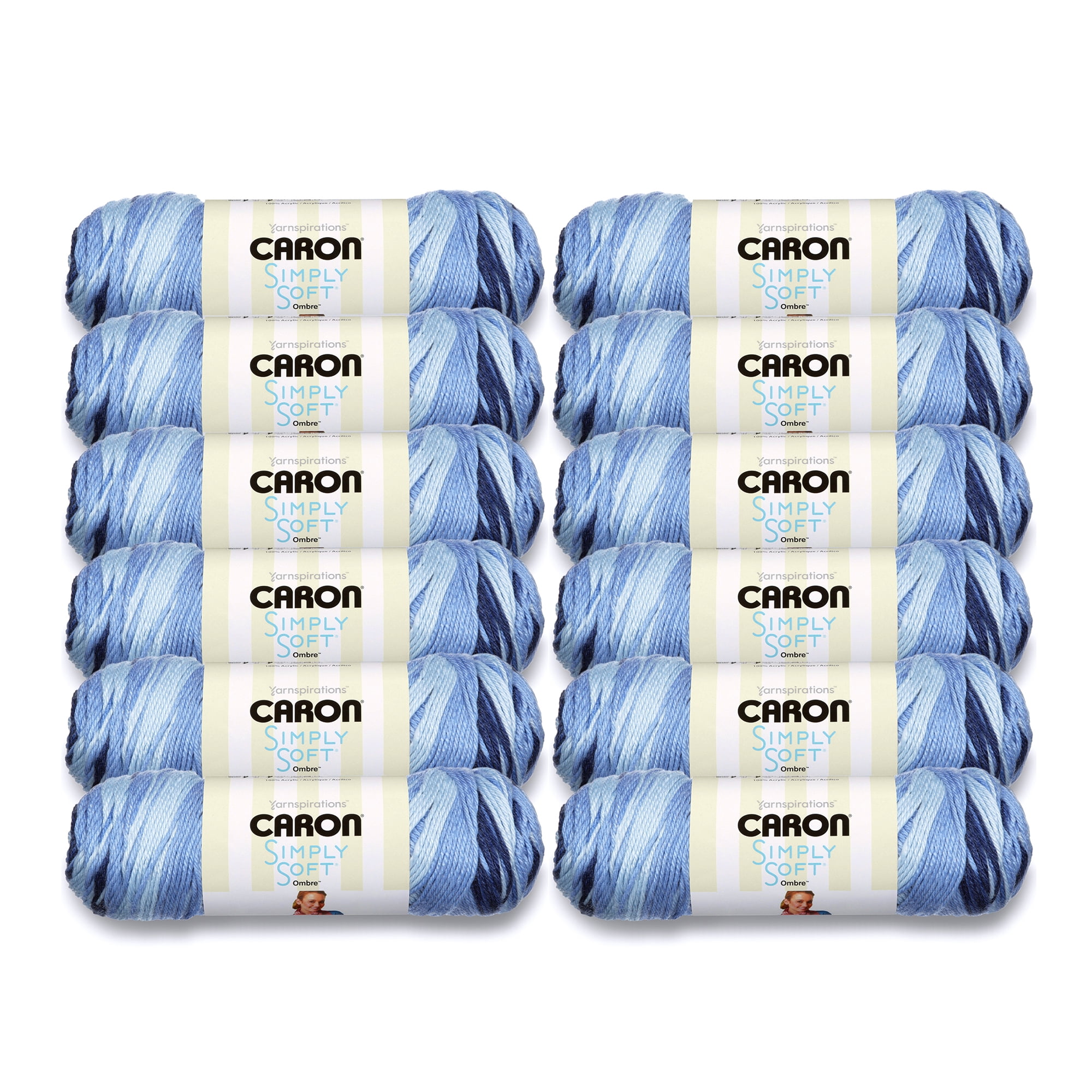 Caron® Simply Soft® Ombre™ #4 Medium Acrylic Yarn, Saturday Blue Jeans ...
