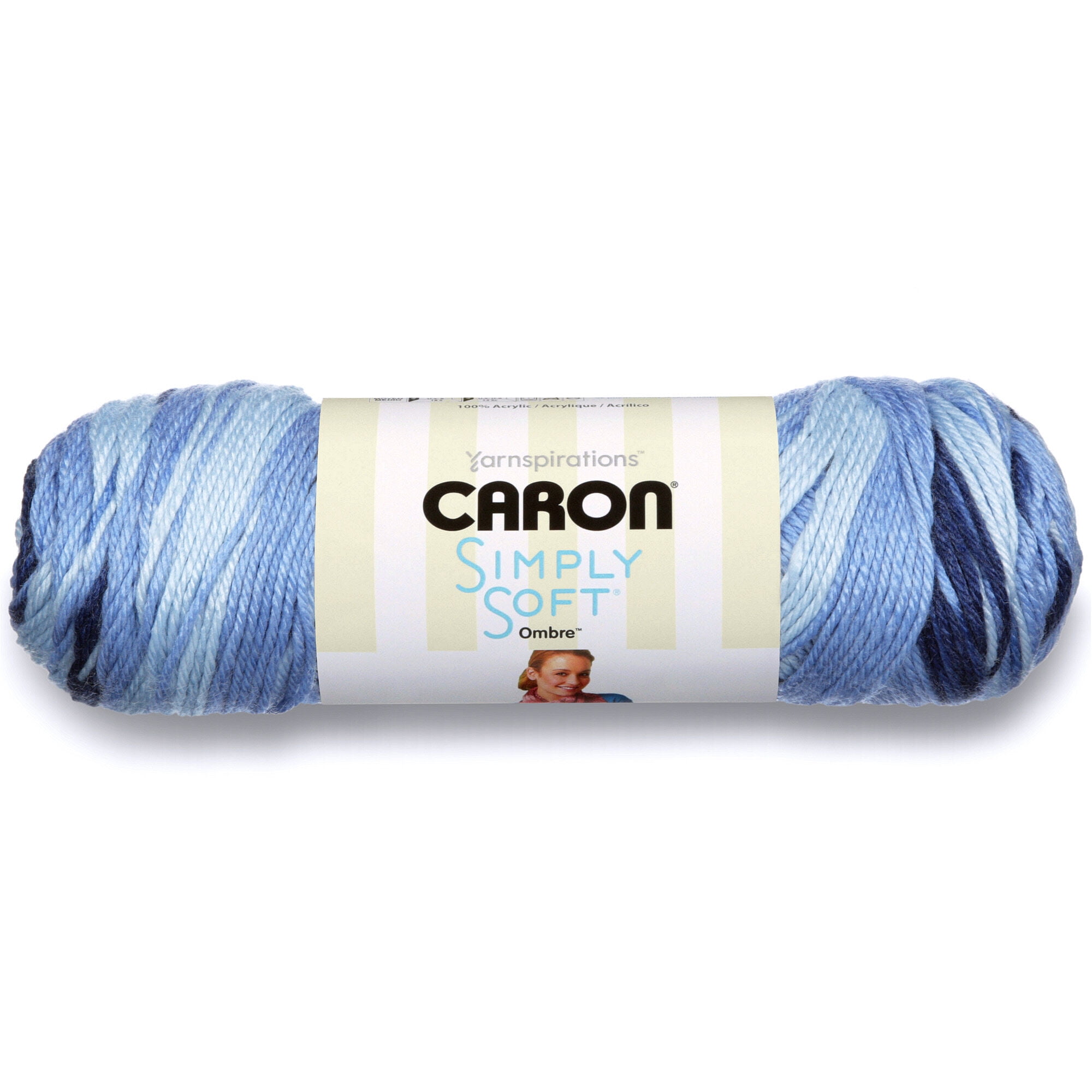 Caron Simply Soft Ombre Medium Acrylic Yarn, Saturday Blue Jeans, 5oz ...