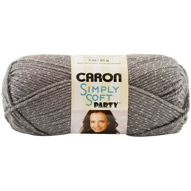 Caron Simply Soft Party 4 Medium Acrylic Yarn, Platinum Sparkle 3oz/85g ...