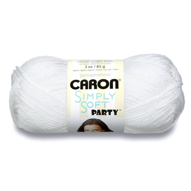 Caron Simply Soft Party Yarn, Medium 4 Acrylic, Snow Sparkle, 3oz/85g ...