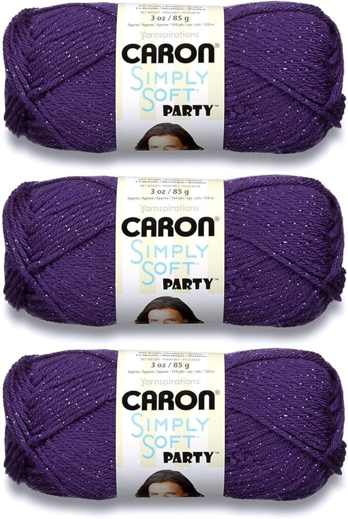 Caron Simply Soft Party Yarn (3-Pack) Purple Sparkle H97PAR-6 - Walmart.com