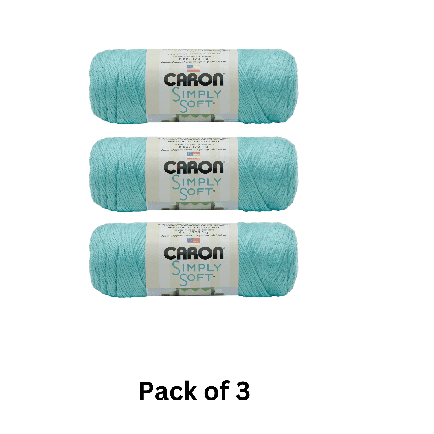 Caron Simply Soft Solids Yarn - Robin's Egg, Multipack of 3 - Walmart.com