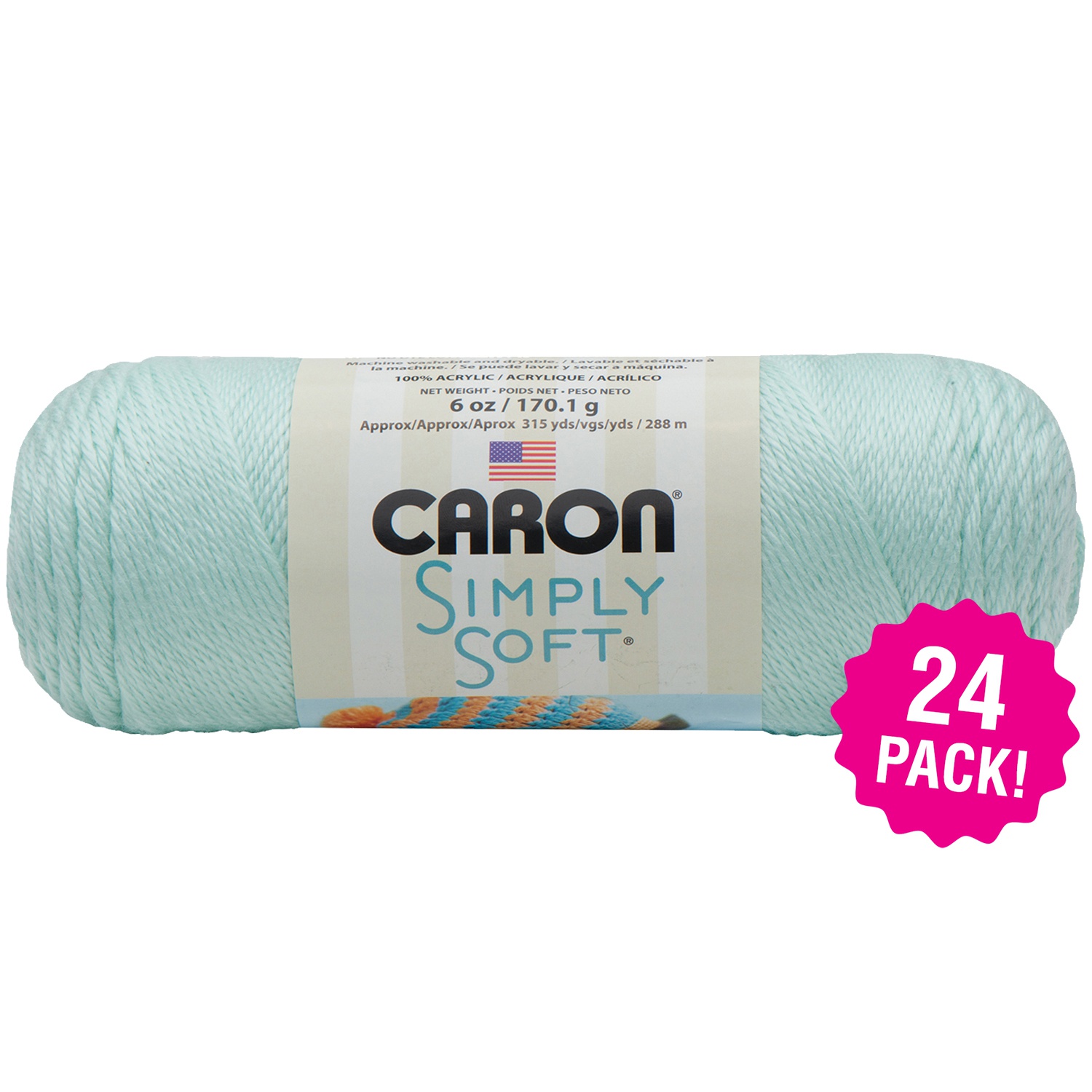 Caron Simply Soft Solids Yarn - Soft Green, Multipack of 24 - Walmart.com