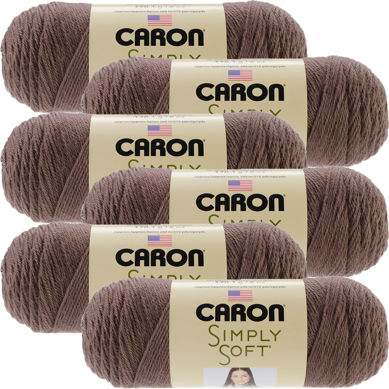 Caron Simply Soft Solids Yarns-Taupe, Multipack Of 6 - Walmart.com