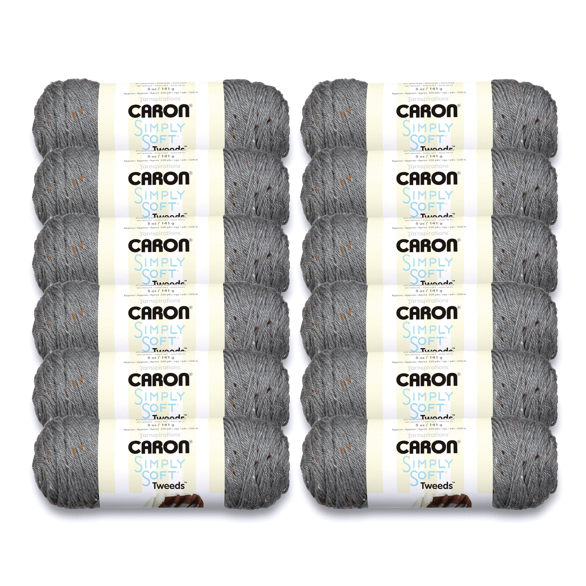 Caron® Simply Soft® Tweeds™ #4 Medium Acrylic Yarn, Gray Heather 5oz ...