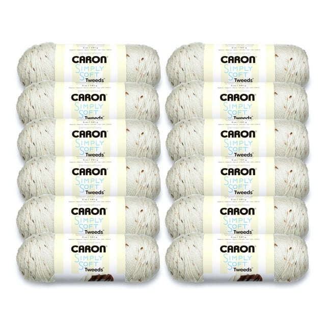 Caron® Simply Soft® Tweeds™ #4 Medium Acrylic Yarn, Off White 5oz/141g ...
