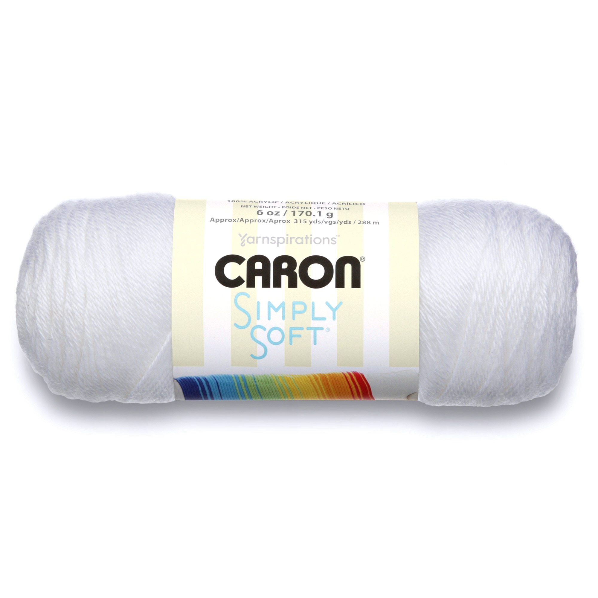 Caron Simply Soft White Acrylic Yarn, 6 Ounces/315 Yards per Package ...