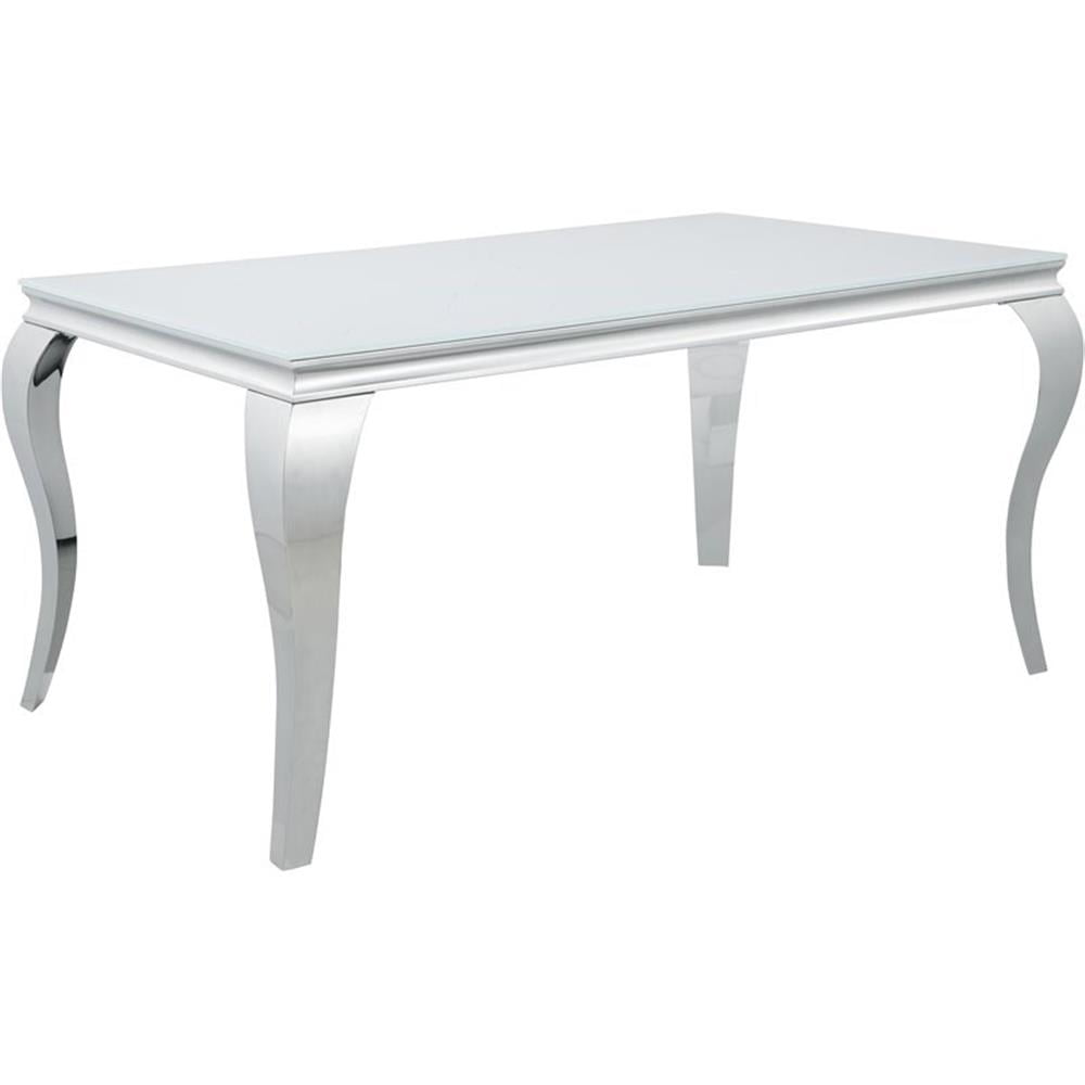 Carone Rectangular Glass Top Dining Table White and Chrome - Walmart.com