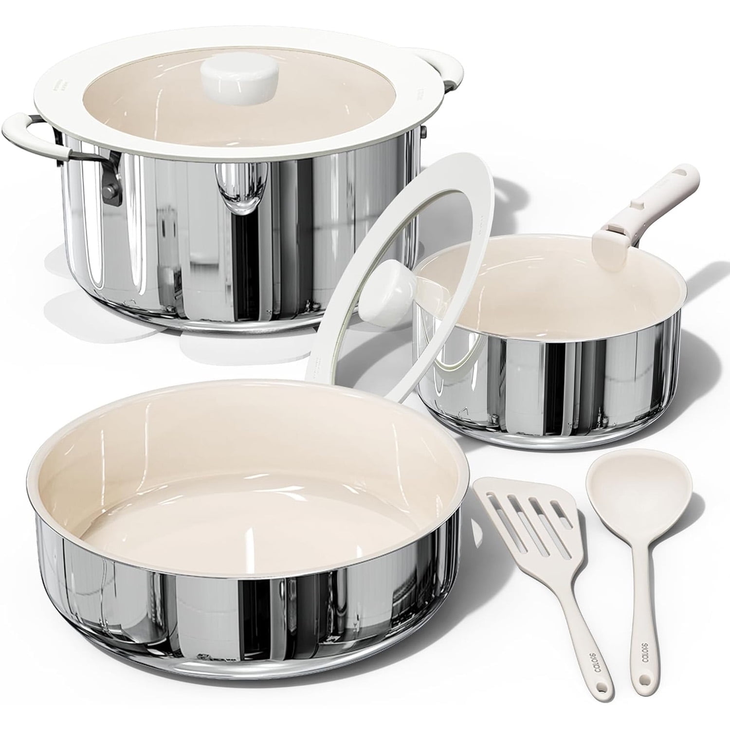 Carote Nonstick Ceramic Cookware Set, Detachable Handle, Stainless ...