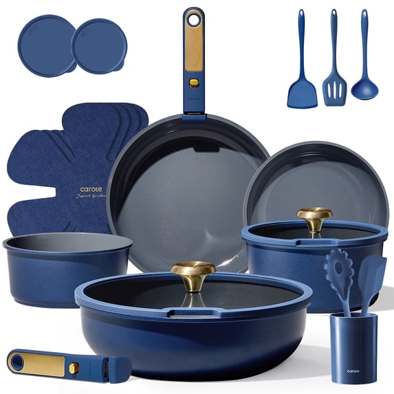 Carote Ceramic Cookware Set, 15 Pcs Nonstick Pots and Pans with ...