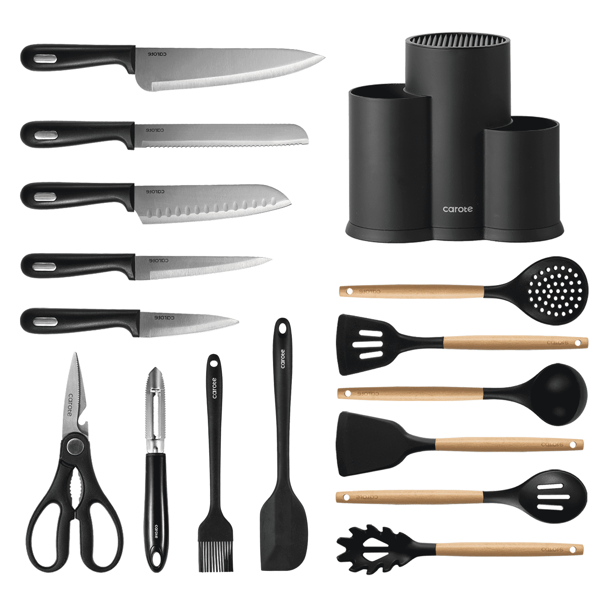 Carote 16Pcs Kitchen Knife Set, Stainless Steel Blades, Cooking ...