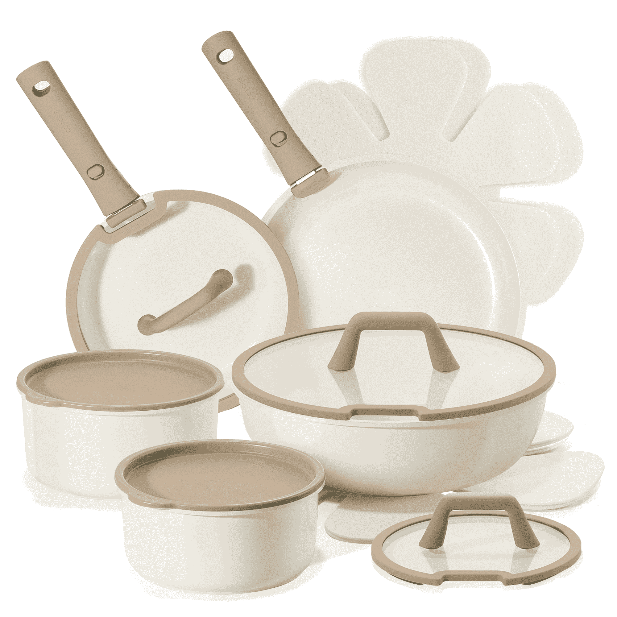 Carote 16Pcs Ceramic Cookware Sets, Nonstick Pots and Pans Set W ...