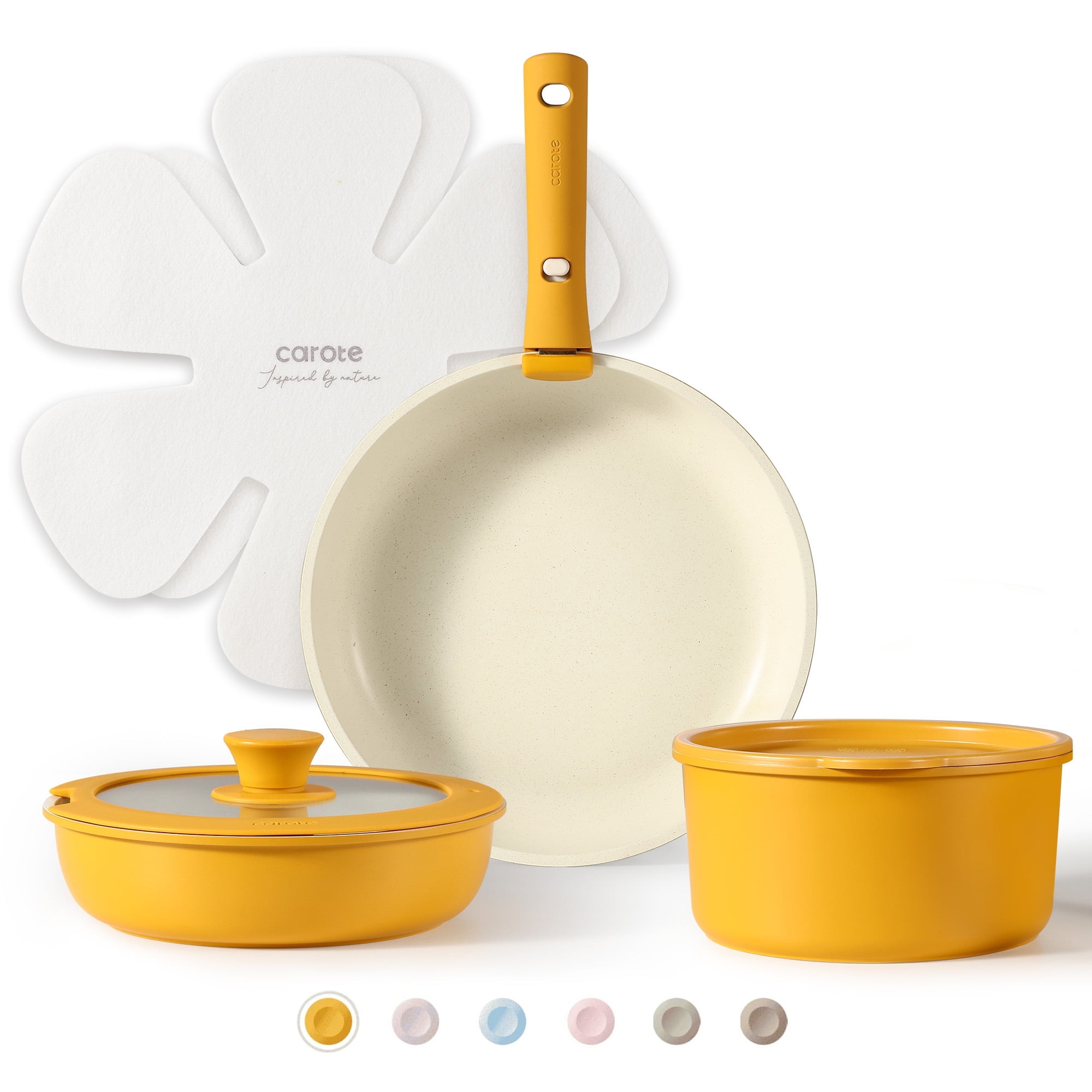 Carote 8 Pcs Nonstick Cookware Sets, Pots and Pans Set with Detachable ...