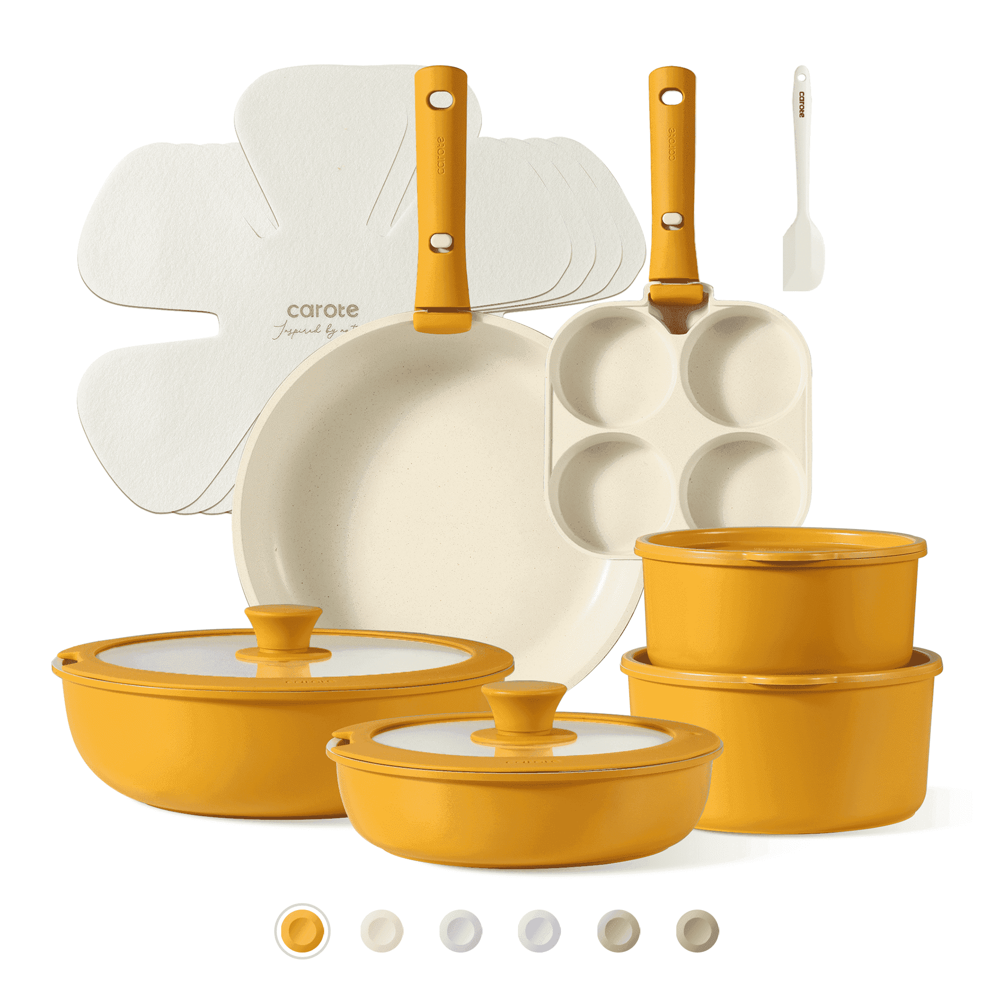 Carote 17 Pcs Nonstick Cookware Sets, Pots and Pans Set with Detachable ...