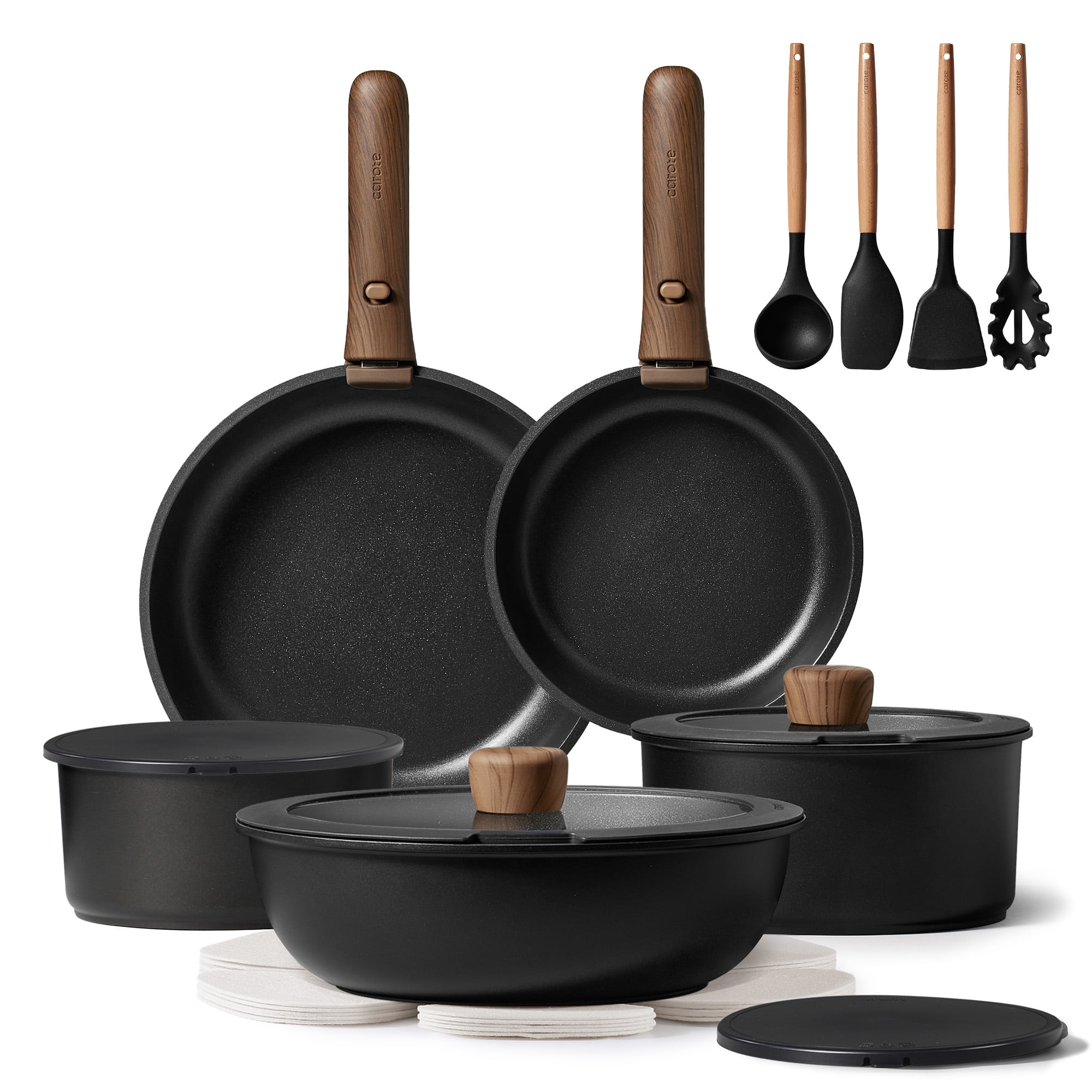 Carote 19-Piece Nonstick Cookware Sets, Granite Non Stick Pots and Pans ...
