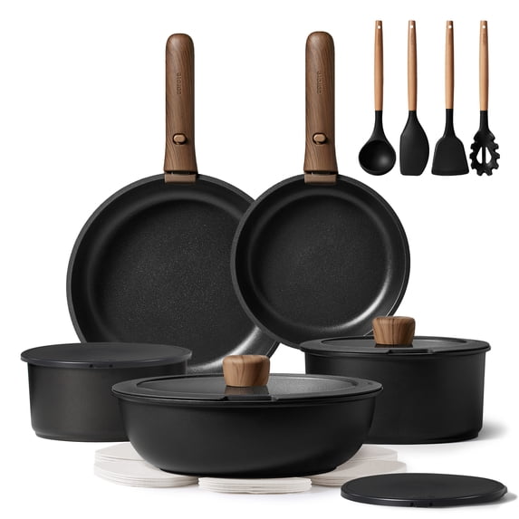 Carote 19-Piece Nonstick Cookware Sets, Granite Non Stick Pots and Pans ...