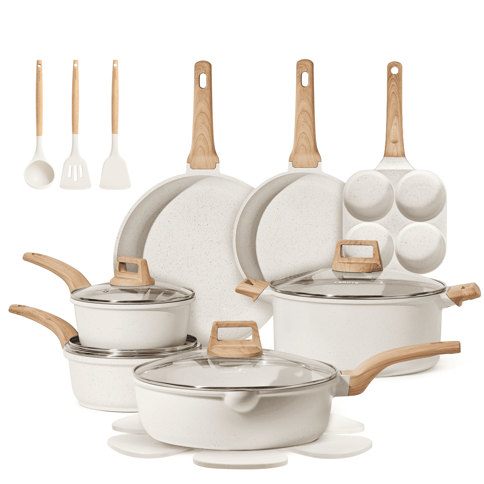 Carote 19 Pcs Nonstick Cookware Set, Granite Pots and Pans, Oven Safe ...