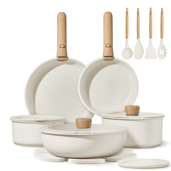 Carote 19-Piece Nonstick Cookware Sets, Granite Non Stick Pots and Pans ...