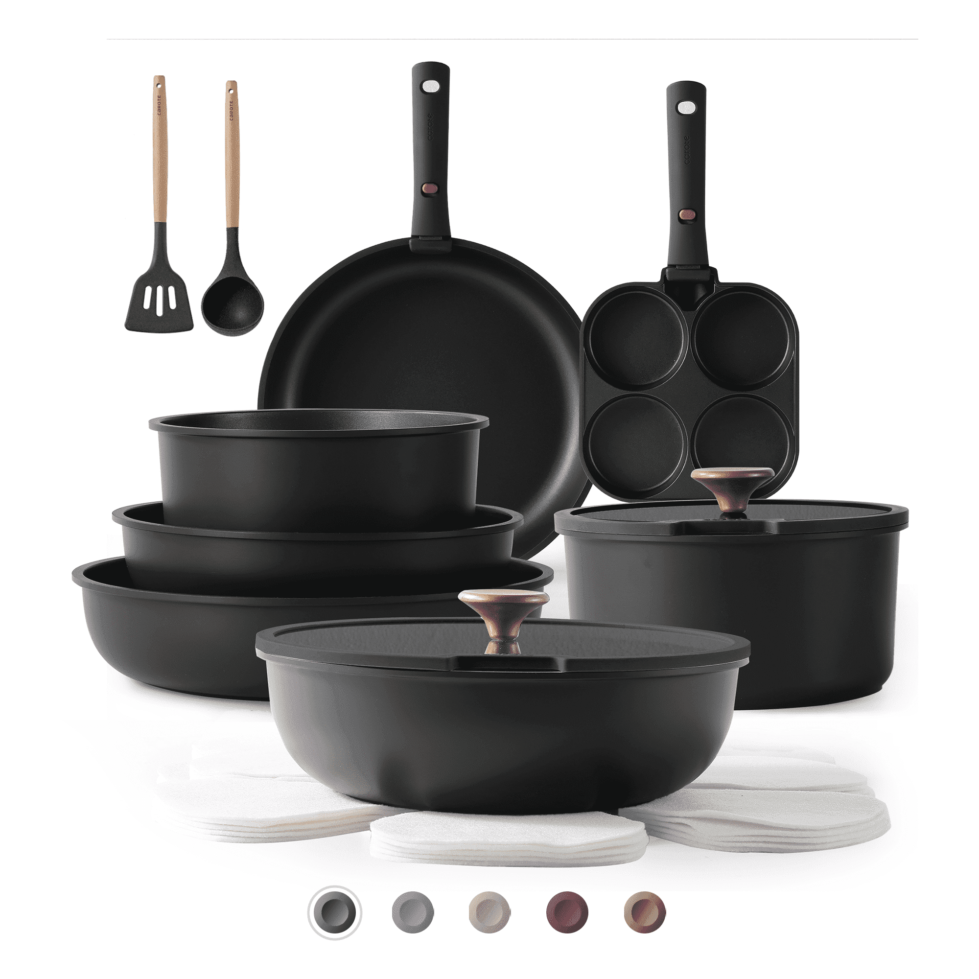 Carote 20 Pcs Nonstick Cookware Sets, Pots and Pans Set with Detachable ...