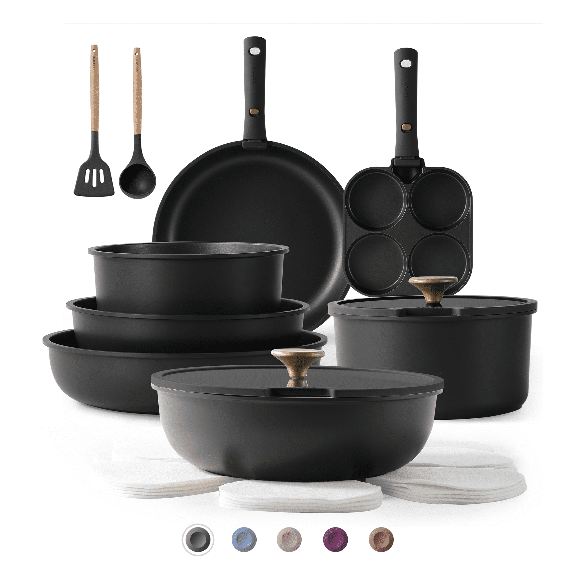 Carote 20 Pcs Nonstick Cookware Sets, Pots and Pans Set with Detachable Handle, Grey - Walmart.com