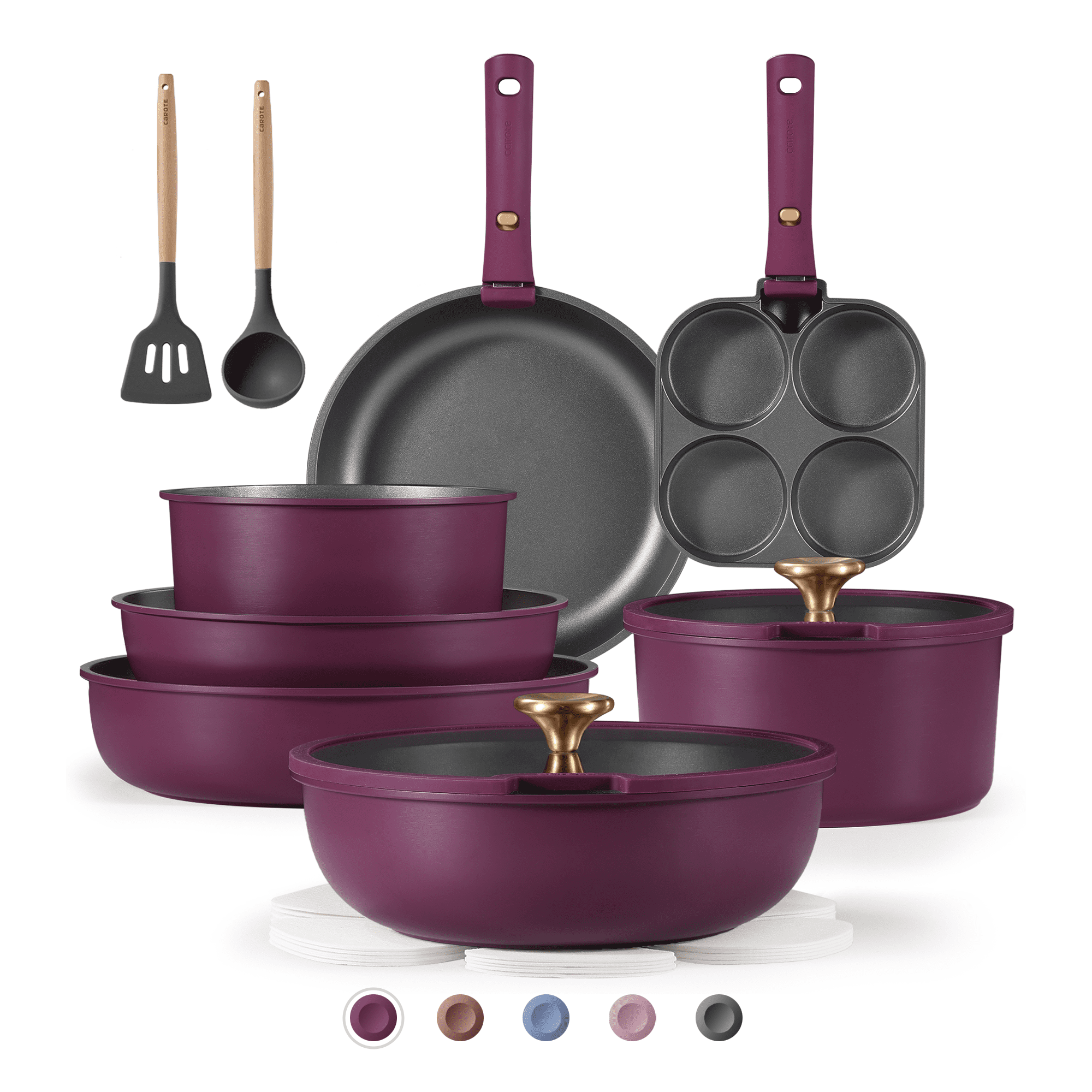 Customer reviews for Carote 20 Pcs Nonstick Cookware Sets, Pots and Pans Set with Detachable ...