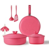 Carote 13 Pcs Nonstick Pink Cookware Sets W/ Die-Cast Lid, Detachable ...