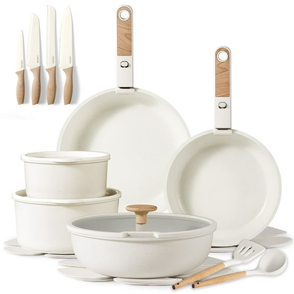 Carote 21 Pcs Nonstick Cookware Sets, Granite Non Stick Pots and Pans ...