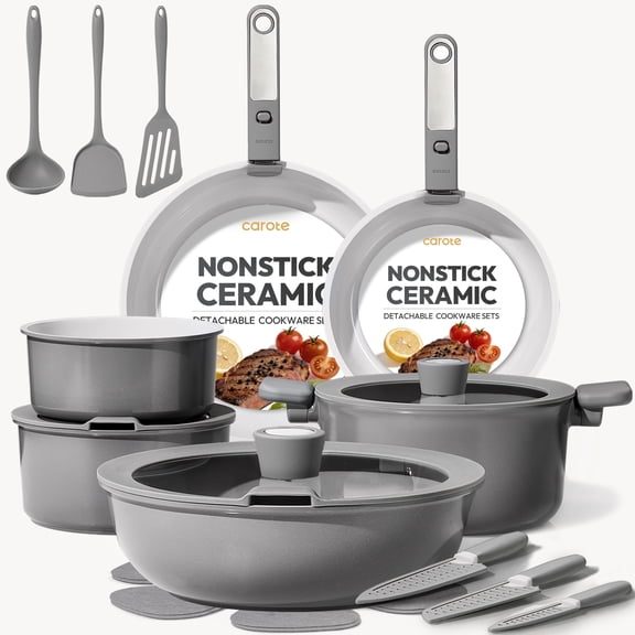 Carote, Pots and Pans Nonstick Cookware Set, 5 Pcs, Detachable Handles ...