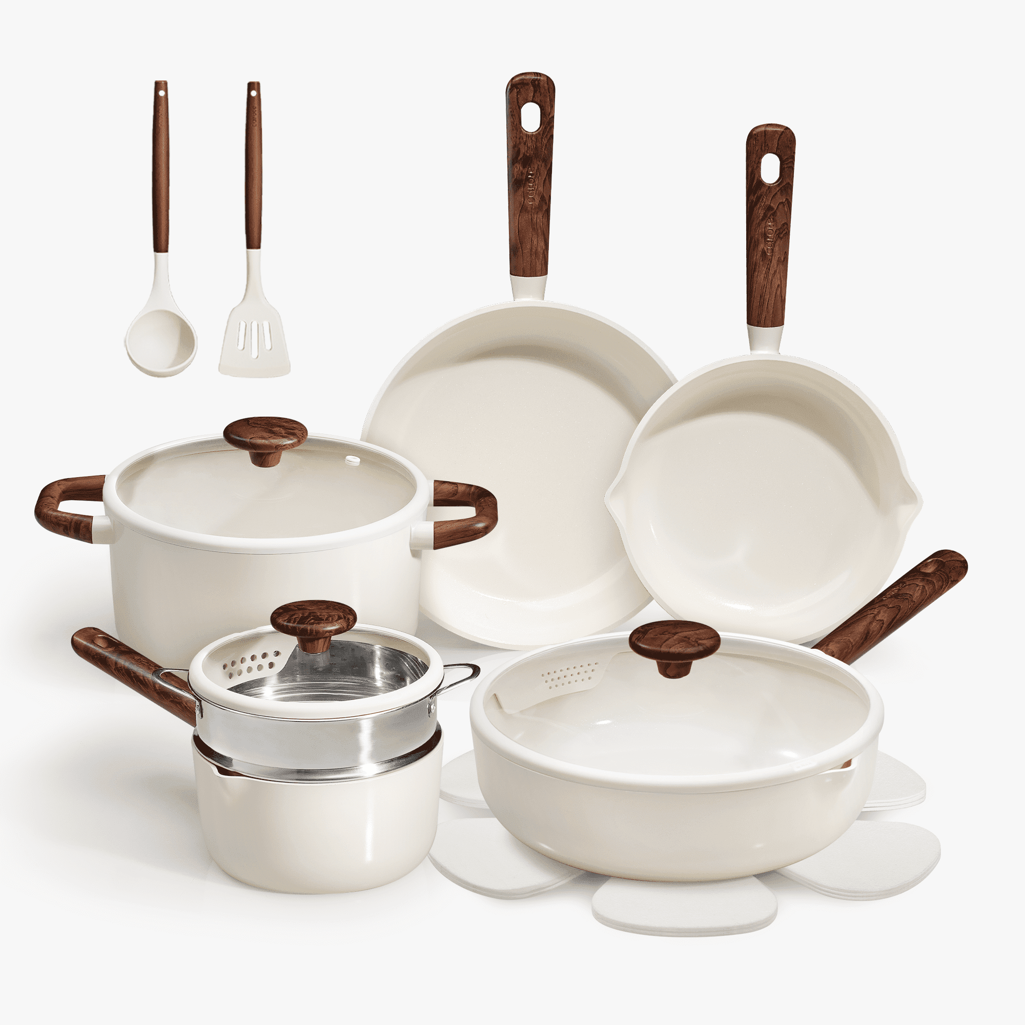 Carote 15-Piece Ceramic Cookware Set, Nonstick Pots and Pans with ...