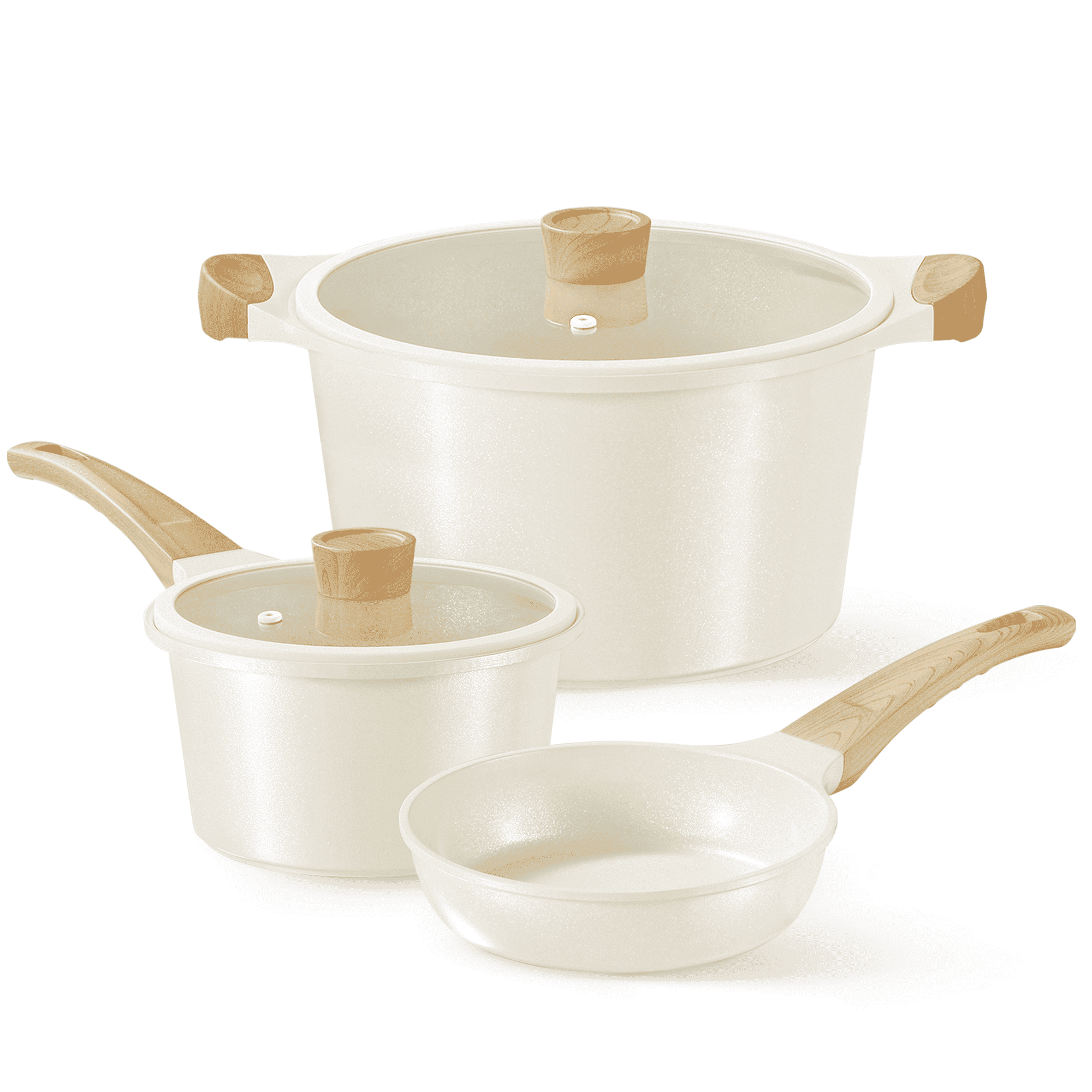 Carote 5pcs Ceramic Cookware Sets, Induction Pots and Pans, Non Stick ...