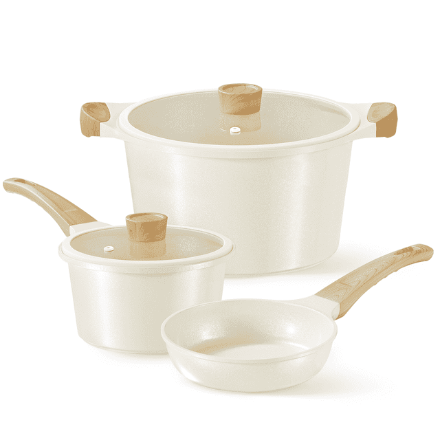 Carote 5pcs Ceramic Cookware Sets, Induction Pots and Pans, Non Stick ...
