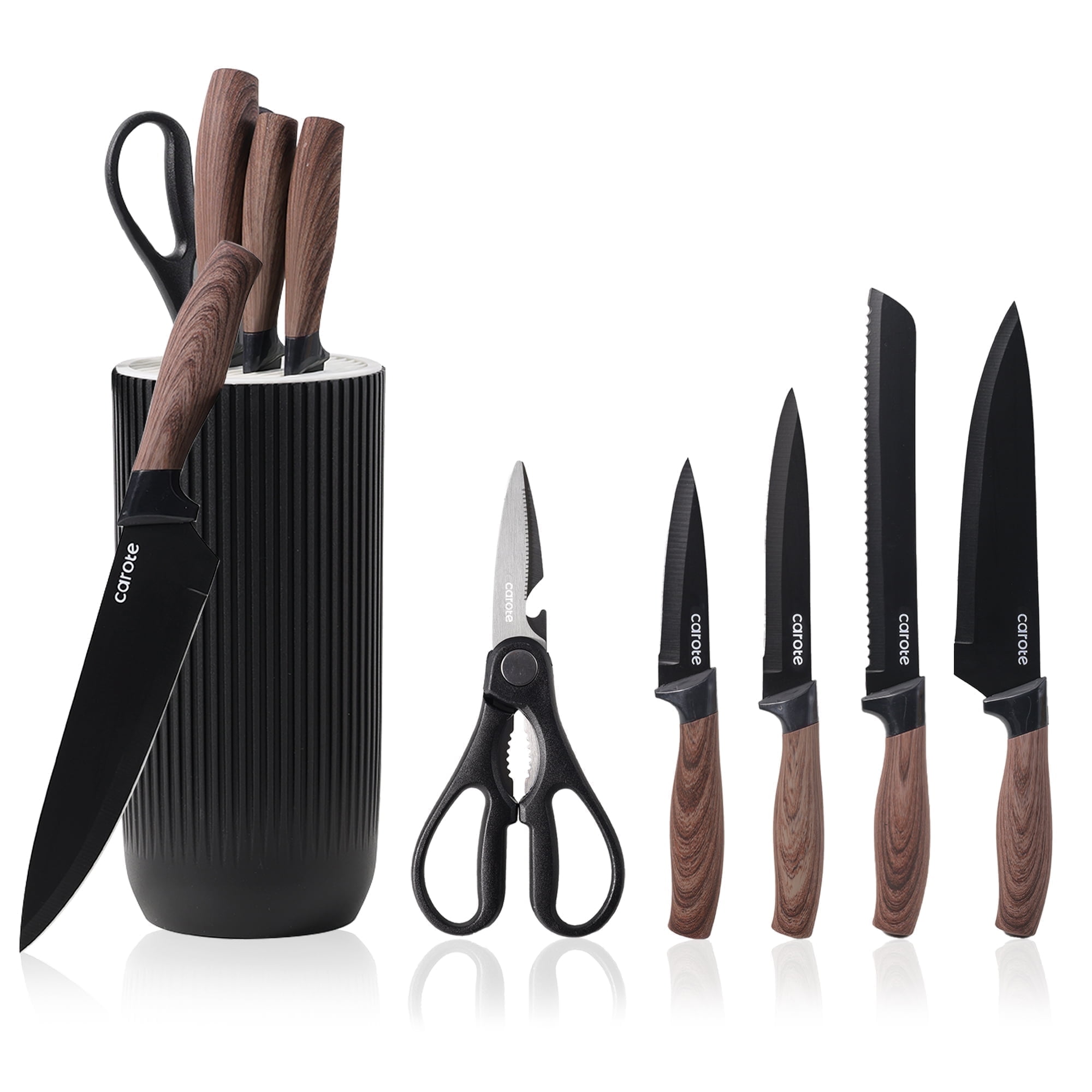 Carote 6Pcs Knife Set, Ceramic Coated Stainless Steel Blades, Ergonomic ...