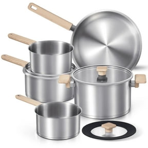 Camco Stainless Steel Nesting Cookware Set- Non Stick Pans and Pots ...