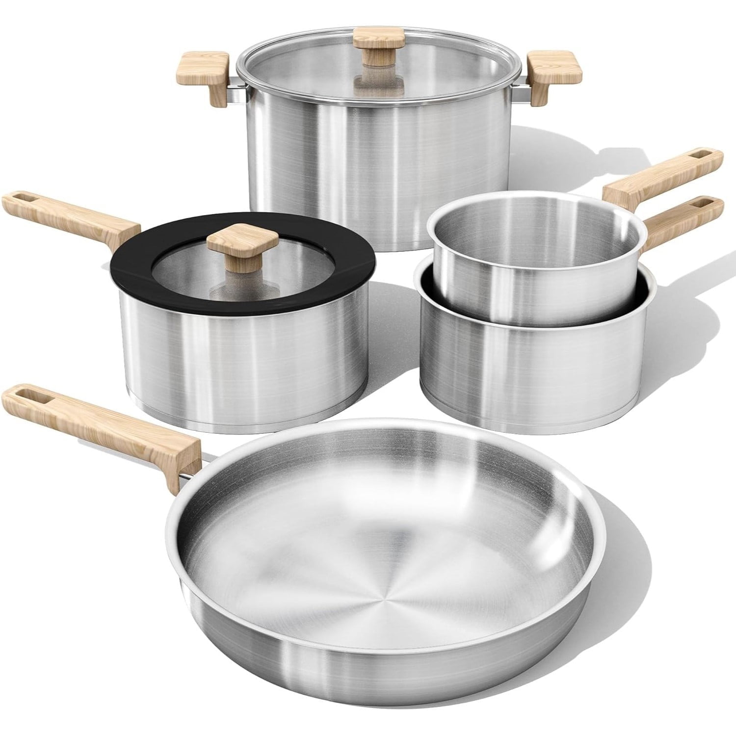 Carote 7-Piece Stainless Steel Cookware Set, Kitchen Pots and Pans Set ...