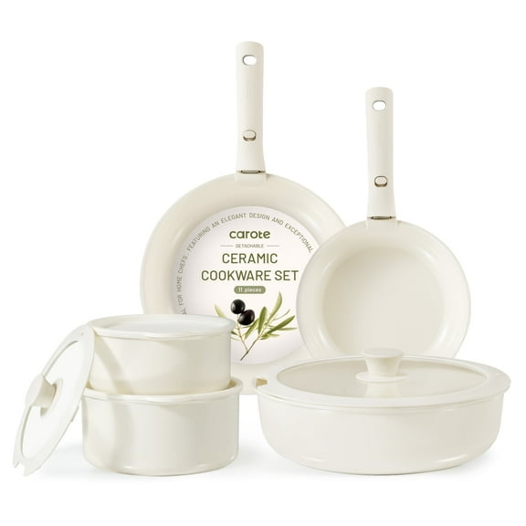 23 Pcs Pots and Pans Non Stick Ceramic Cookware Set Detachable Handle ...