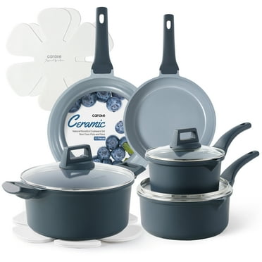 NuWave 12-Piece Non-Stick Cookware Set, Pots and Pans for All Stove Tops, with Tempered Glass ...