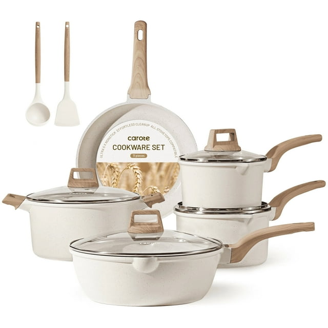 Carote Non Stick Pots and Pans Set, 11 Pcs Induction Kitchen Cookware ...